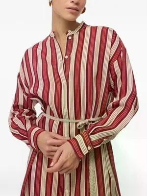 OTTOD'AME Striped Belted Shirt Dress