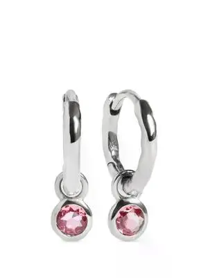 Monica Vinader Hammered Effect Pink Gemstone Earrings - Silver