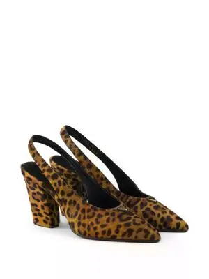 Prada Leopard Print Leather Slingback Pumps