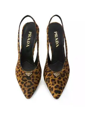 Prada Leopard Print Leather Slingback Pumps