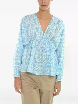 SAMSOE SAMSOE Floral-pattern Puff-sleeve Blouse