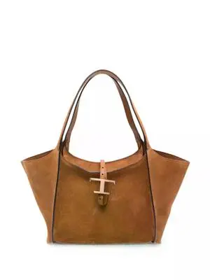 TOD'S T Timeless Suede Tote Bag - Neutrals