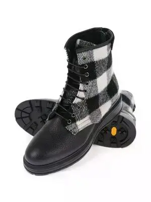 Woolrich Checked Wool-panelled Leather Ankle Boots