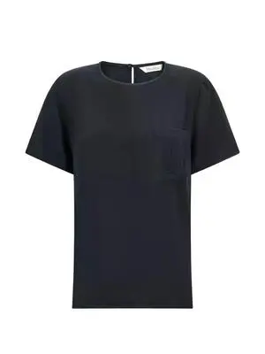 Max Mara Mxmpagano Logo-embroidered Silk Blouse - Black