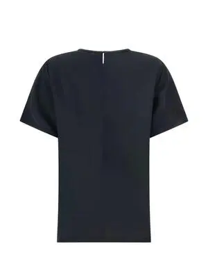 Max Mara Embroidered Logo Silk Blouse - Black