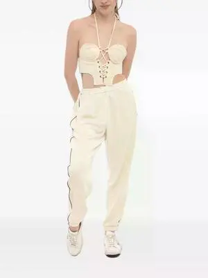 JULFER Lace-up Halterneck Crop Top - Neutrals