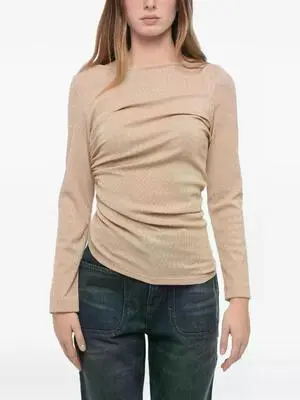 STEPHAN JANSON Draped Detail Glitter-knit Top