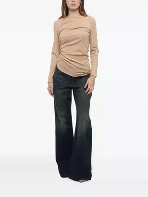 STEPHAN JANSON Draped Detail Glitter-knit Top