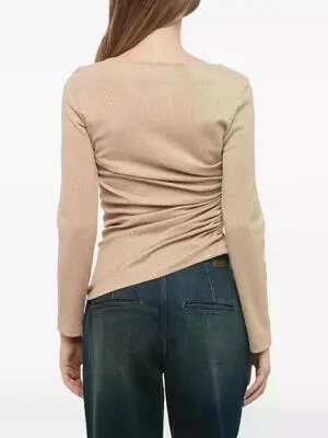 STEPHAN JANSON Draped Detail Glitter-knit Top