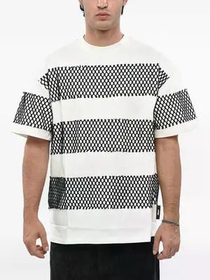 MSGM Mesh-panelled Striped T-shirt - White