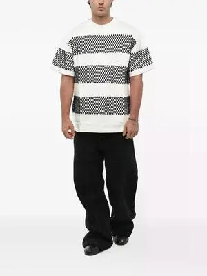 MSGM Mesh-panelled Striped T-shirt