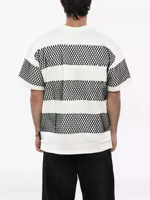 MSGM Mesh-panelled Striped T-shirt