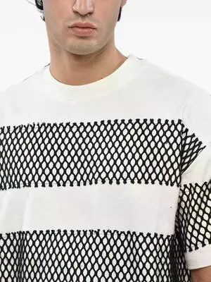 MSGM Mesh-panelled Striped T-shirt