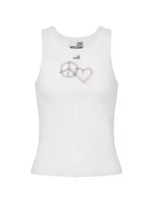 Moschino Embroidered Stretch Cotton Top - White