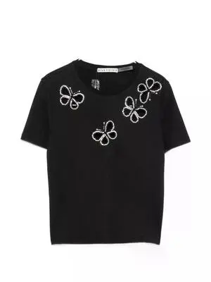 Alice + Olivia Crystal-embellished T-shirt - Blue