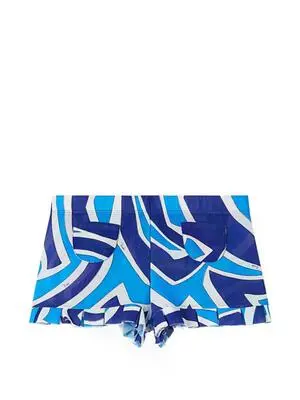 Emilio Pucci Labirinto Iride-print Ruffled Shorts - Blue