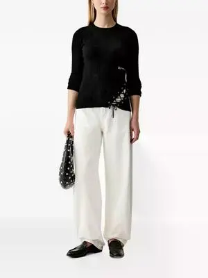 Karl Lagerfeld Lace-up Ribbed Sweater - Black