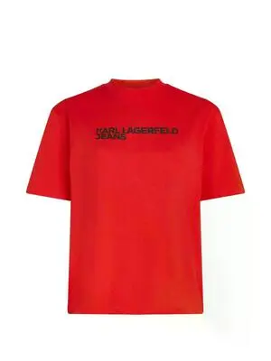 Karl Lagerfeld Logo Print Cotton T-shirt - Red