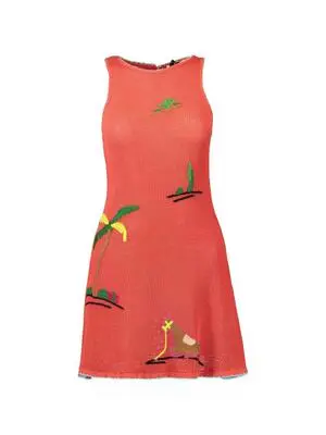 Staud Marea Embroidered Mini Dress - Orange