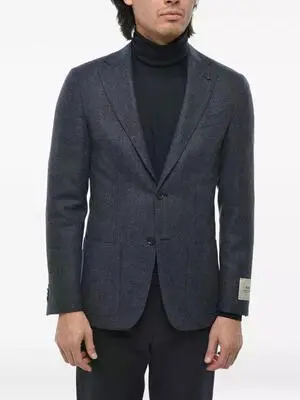 Corneliani Cc Collection Single-breasted Virgin Wool Blazer - Blue