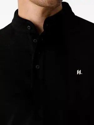 Karl Lagerfeld Logo-plaque Mandarin-collar T-shirt