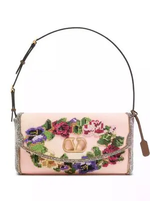 Valentino Garavani Devain Small Embroidered Shoulder Bag - Neutrals