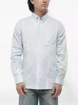 PAOLO PECORA Button-down Collar Pocket Shirt - Blue