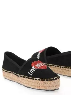 Moschino Rhinestone Logo Platform Espadrilles