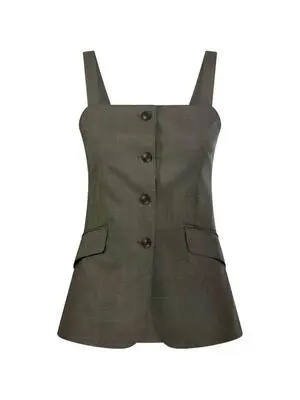 Max Mara Bacca Check-pattern Button-front Top - Brown
