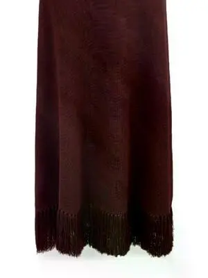 Clea Amelia Fringe-hem Maxi Skirt - Brown