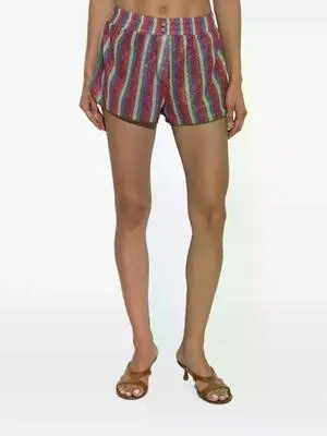Oseree Striped Lurex-thread Mini Shorts
