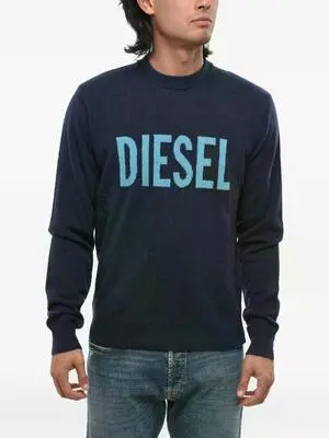 DIESEL® Jacquard-logo Crew-neck Sweater - Blue
