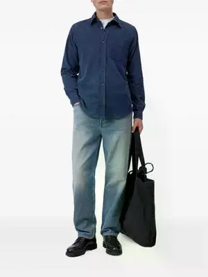 Closed Button-down Corduroy Shirt - Blue