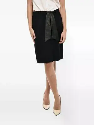 Dsquared2 Leather-belt Front-slit Midi Skirt - Black