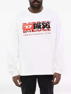 DIESEL® Logo Print Crewneck Sweatshirt - White