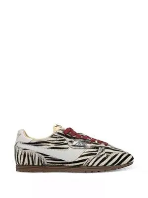 AUTRY Zebra-print Calf-hair Sneakers - White