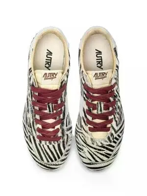 AUTRY Zebra-print Calf-hair Sneakers - White