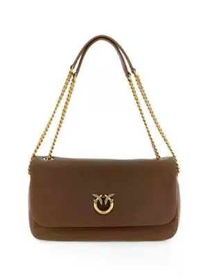 Pinko Love Birds Leather Shoulder Bag - Brown