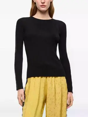 Pinko Ribbed Knit Lace-trimmed Sweater - Black