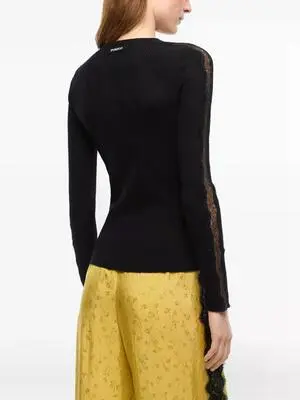 Pinko Ribbed Knit Lace-trimmed Sweater