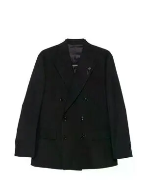 LARDINI Pinstripe Double-breasted Blazer - Blue