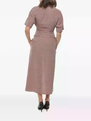 SUPER BLOND Houndstooth Print V-neck Midi Dress