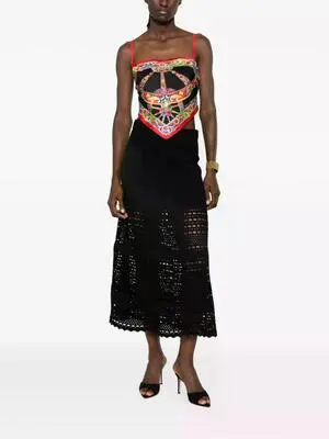 Dolce & Gabbana Carretto Print Silk Top - Black