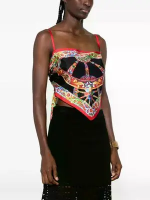 Dolce & Gabbana Carretto Print Silk Top - Black