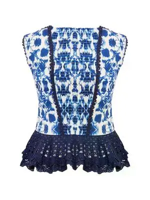 Clea Giselle Crochet-trim Shirred Top
