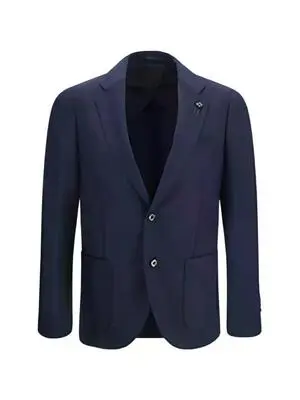 LARDINI Single-breasted Notch-lapel Blazer Jacket - Blue