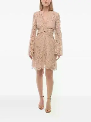 SUPER BLOND Lace Long-sleeve Mini Dress - Neutrals