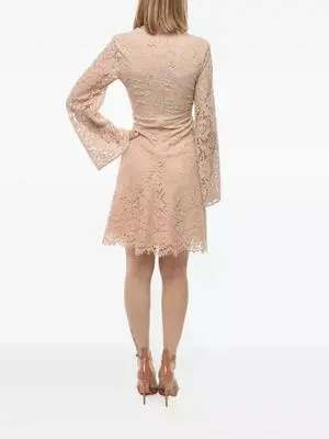 SUPER BLOND Lace Long-sleeve Mini Dress - Neutrals