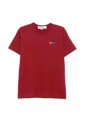Play Comme Des Garcon Double Heart Patch T-shirt - Red