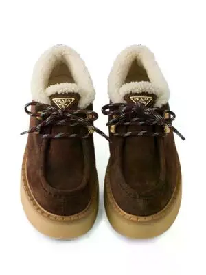 Prada Shearling Lined Suede Booties